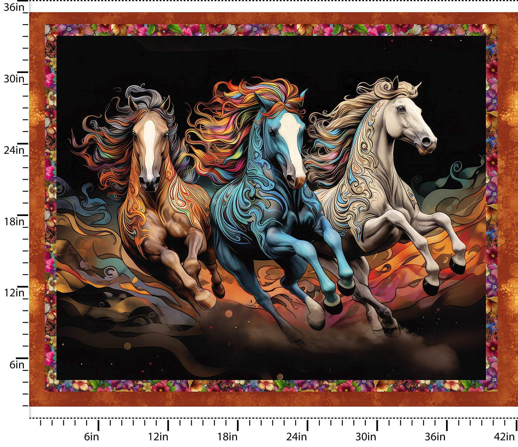 Drinkers of the Wind Galloping Beauties 36" Panel Cotton Fabric ...