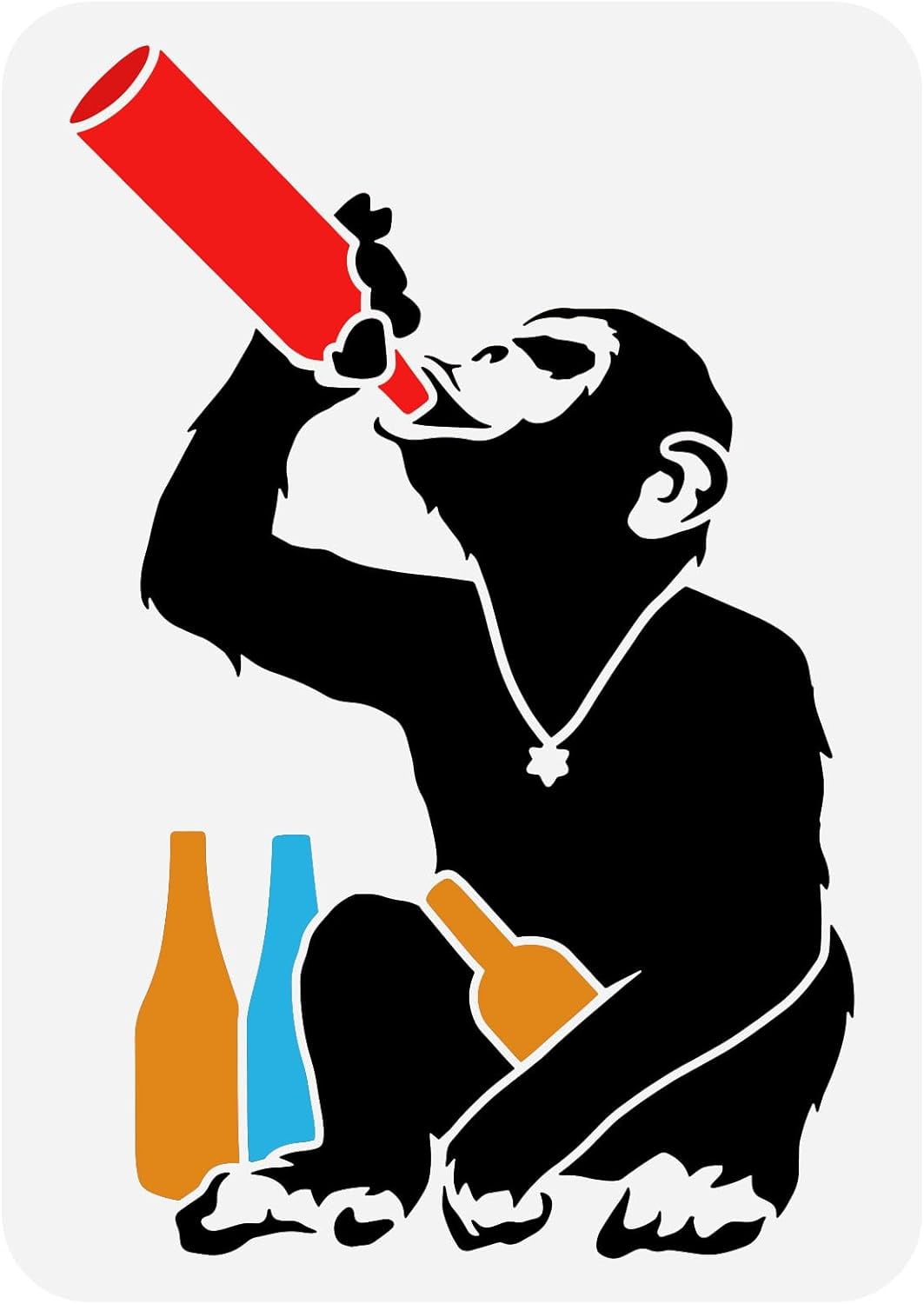 Drinking Chimpanzee Stencil 11.7x8.3inch Reusable Chimpanzee Painting ...