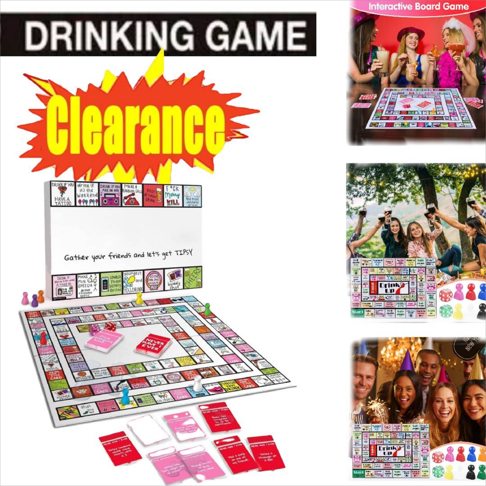 Drinking Games, Girls Night Rubber Mat Drinking Board Games for Adult ...