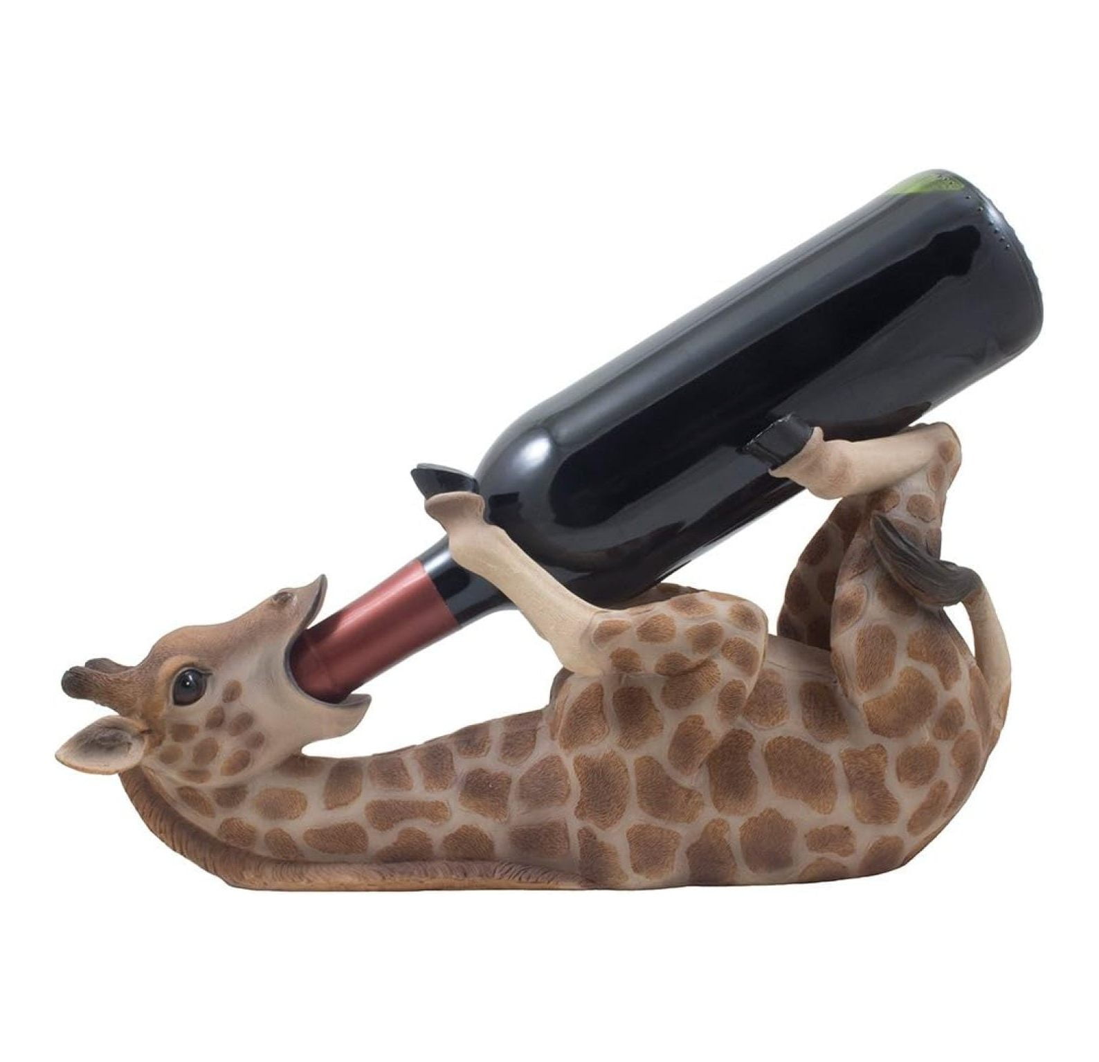 Drinking Giraffe Wine Bottle Holder Statue in African Safari Sculptures ...