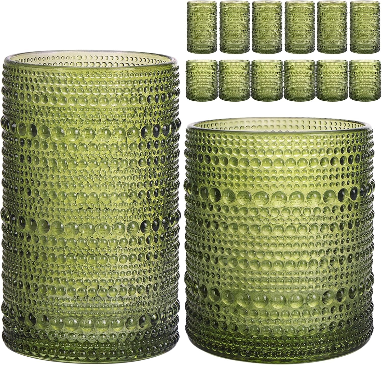 Drinking Glass Set Highball Glass and Cocktail Glass, Embossed Bohemian ...