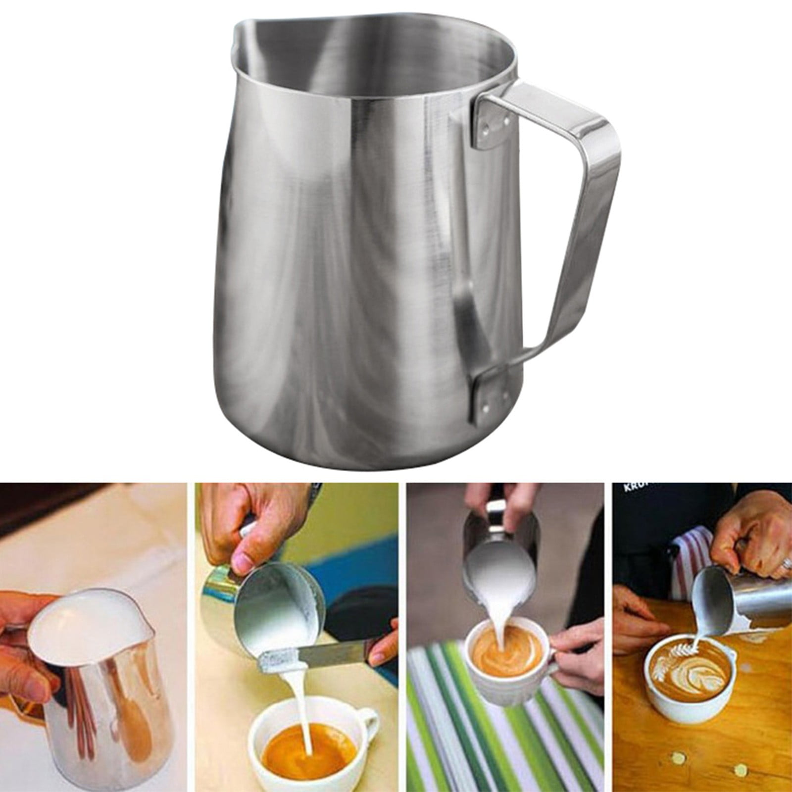 Drinking Glass Stainless Steel Milk Frothing Pitcher Cappuccino Pitcher ...