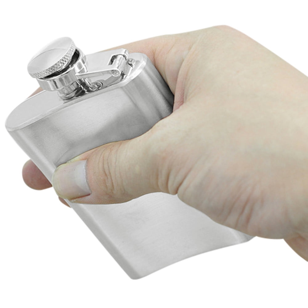 Drinking Glass Stainless Steel Pocket Hip Flask Alcohol Whiskey Liquor ...