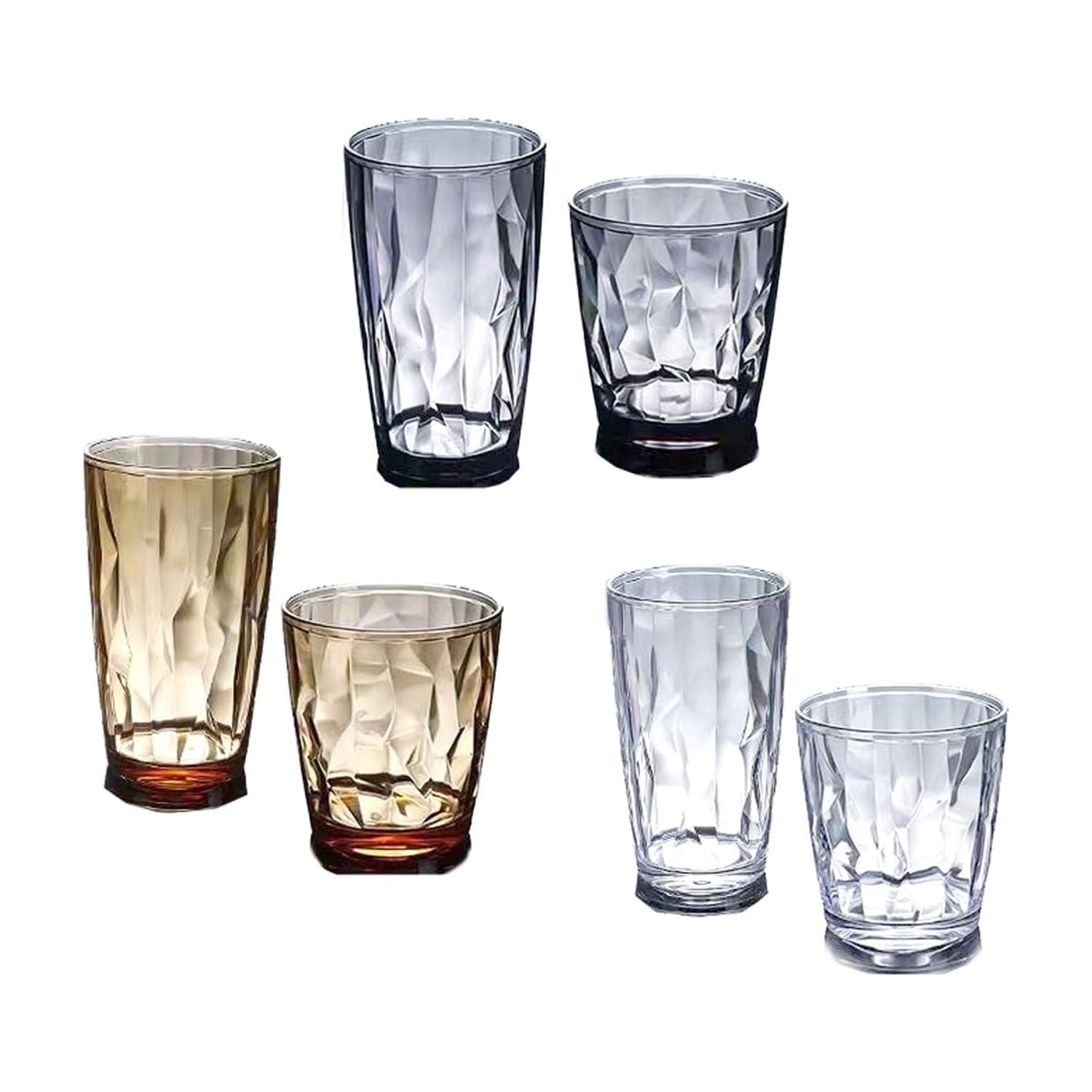 GoXteam Reusable Drinking Glasses Set of 6, Acrylic Glassware for Kids ...