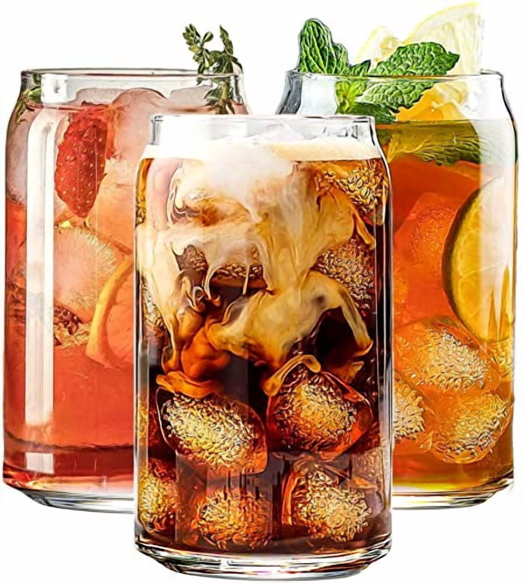Le'raze Set of 6 Can Shaped Margarita Drinking Glasses - 16oz Clear ...