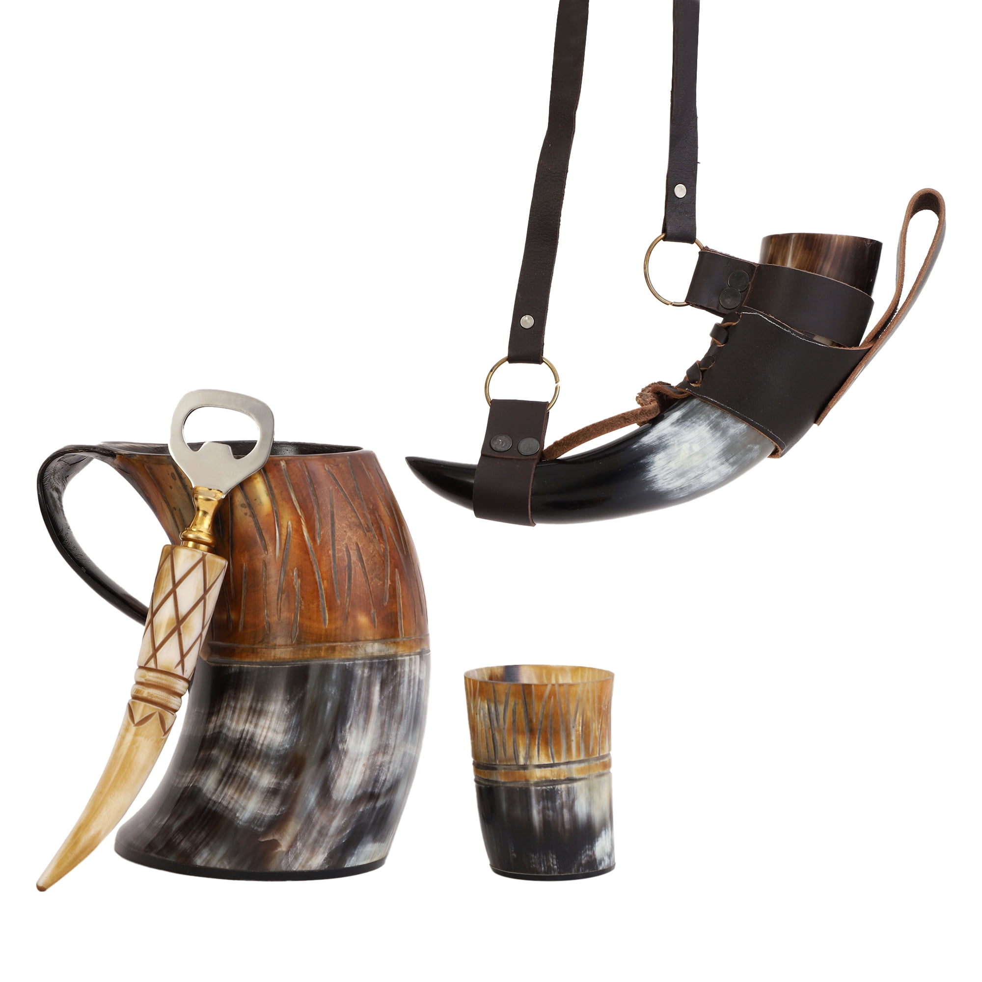 Drinking Horn Mug for Beer Alcohol Mead Wine Tea Coffee Ale for Men’s ...