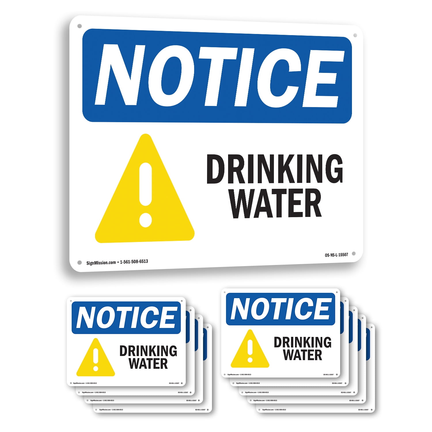 Drinking Water OSHA Notice Aluminum Sign 18 Inch x 12 Inch - 10 Pack ...
