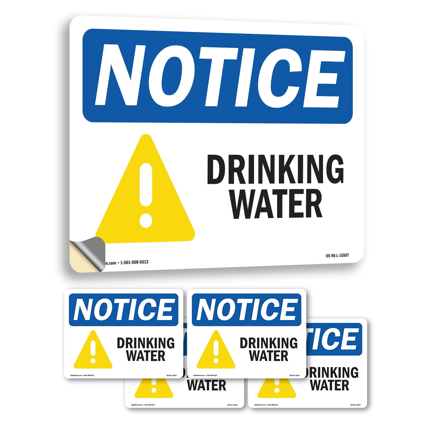 Drinking Water OSHA Notice Vinyl Decal Label 10 Inch x 7 Inch - 5 Pack ...