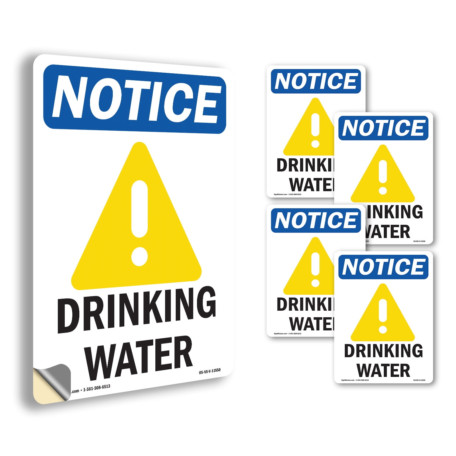 Drinking Water With Symbol OSHA Notice Vinyl Decal Label 5 Inch x 3.5 ...