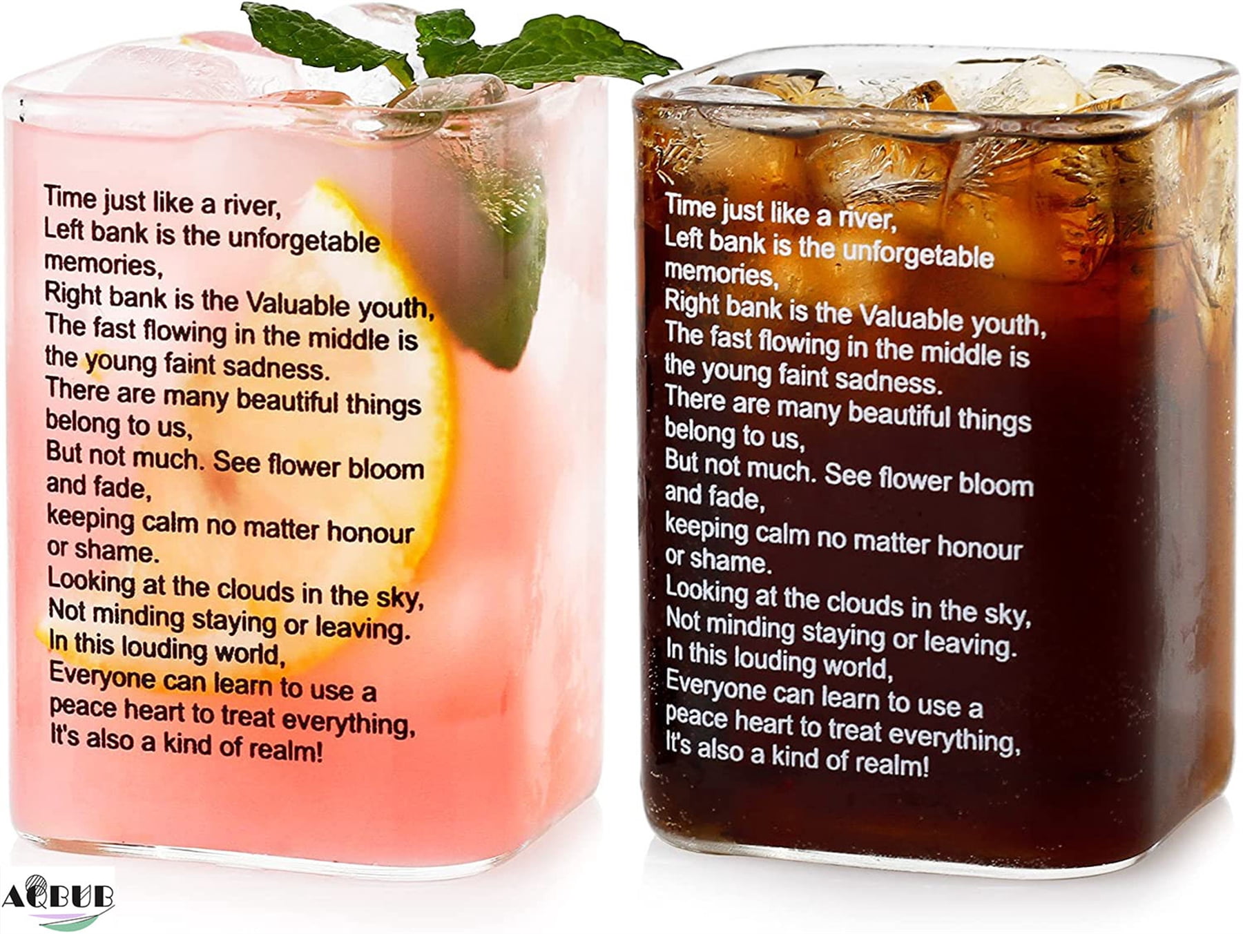Drinking glass 8 oz, thin square glass set of 2, pint glass, glass ...