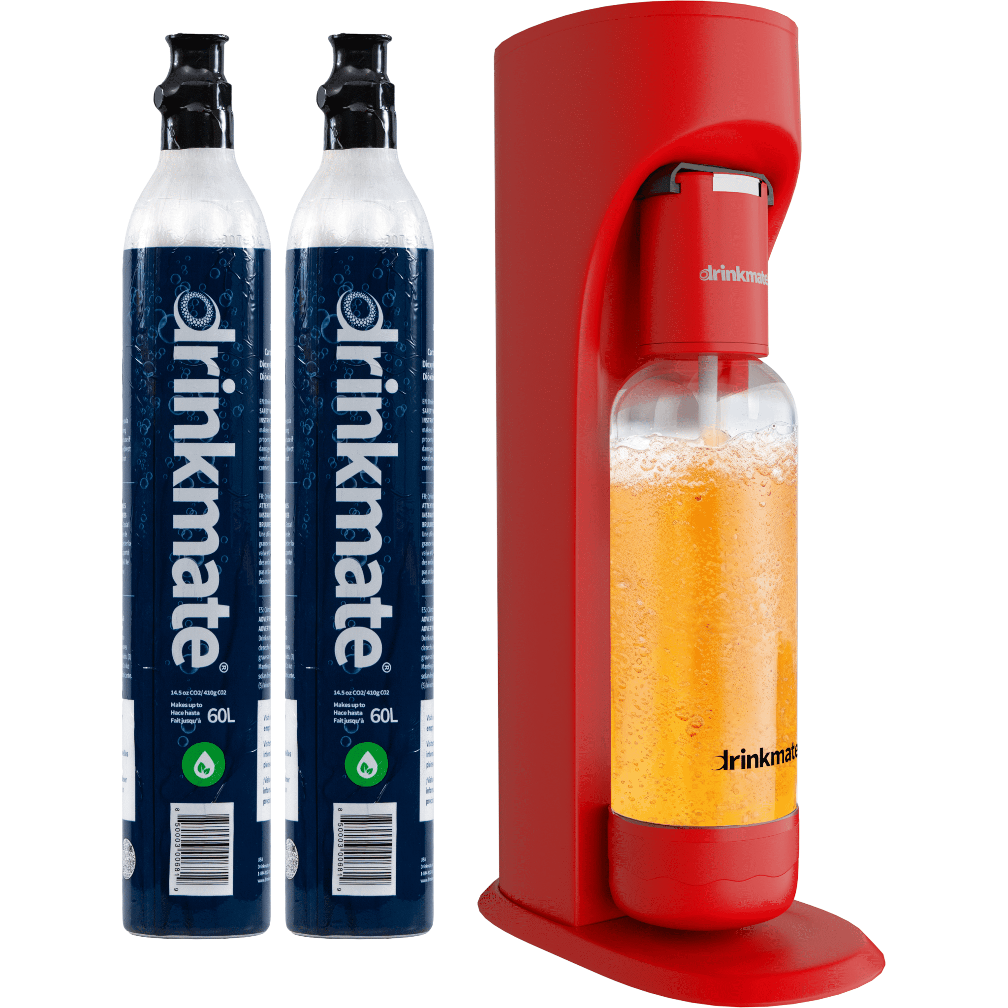 Drinkmate OmniFizz Soda Machine, Sparkles Any Beverage, with 2 CO2 Cylinders and Fizz Infuser ...