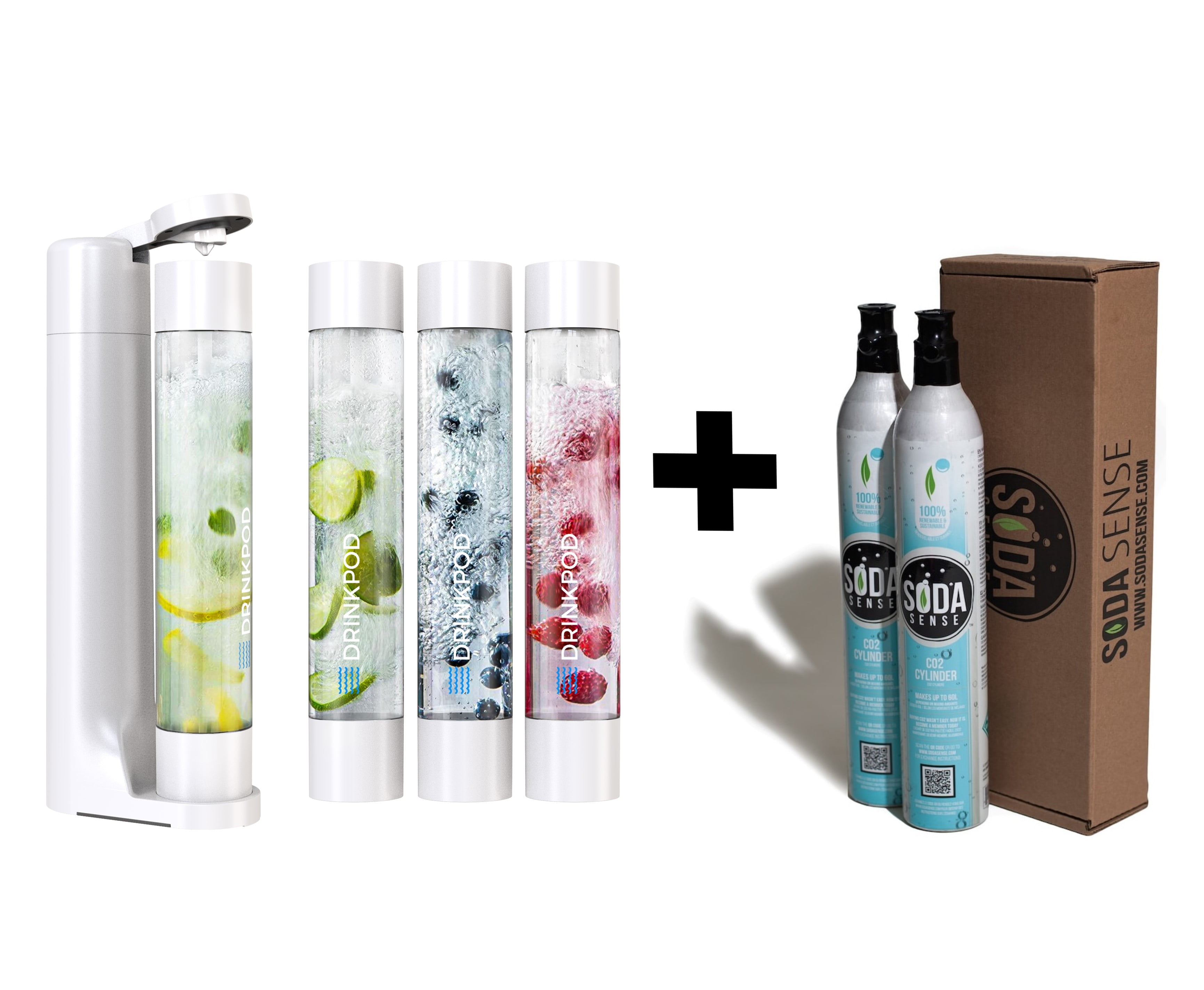 Drinkpod Ultimate Fizzpod Home Soda Maker With 2 CO2 Cylinders, 1 ...