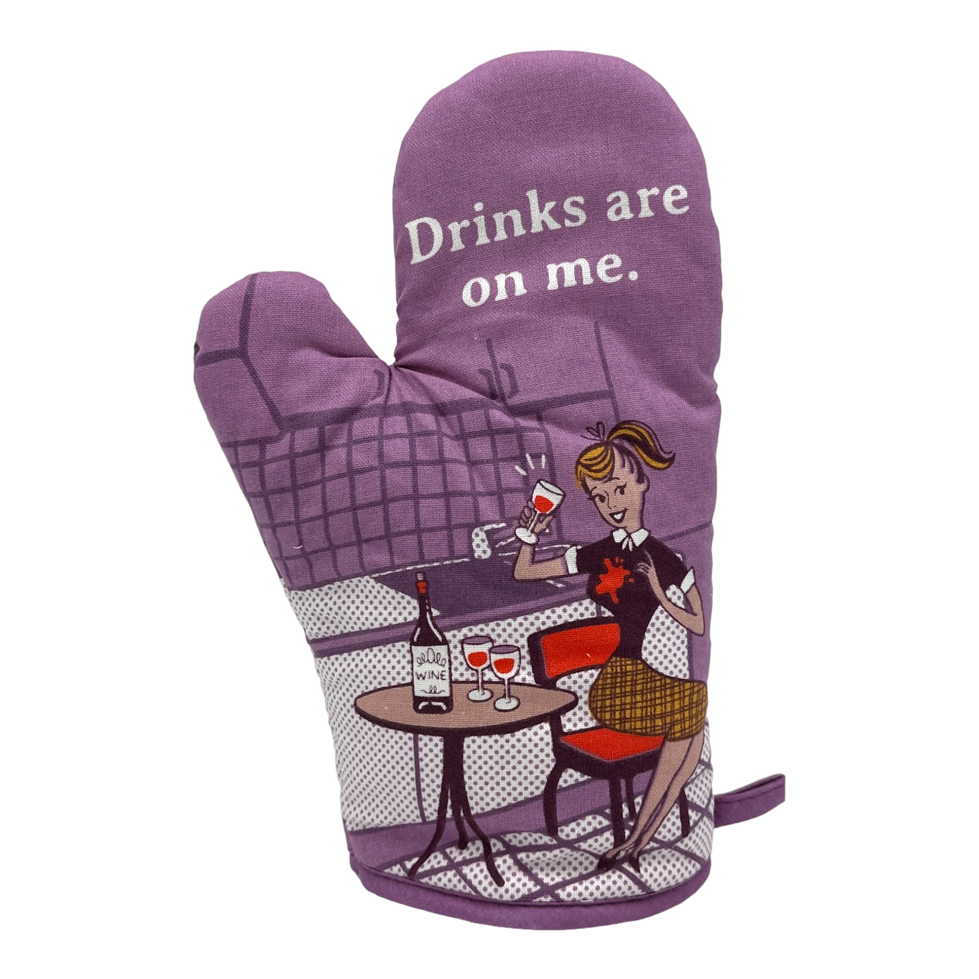Drinks Are On Me Funny Wine Spilling Drinking Lovers Novelty Kitchen ...