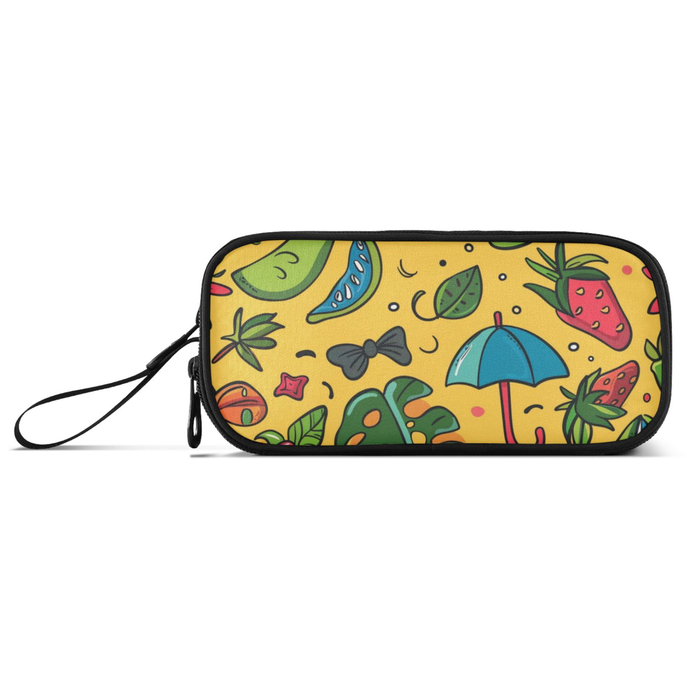 Drinks Fruits Leaves Umbrellas Doddle Pencil Case Stationary Holder Pen ...