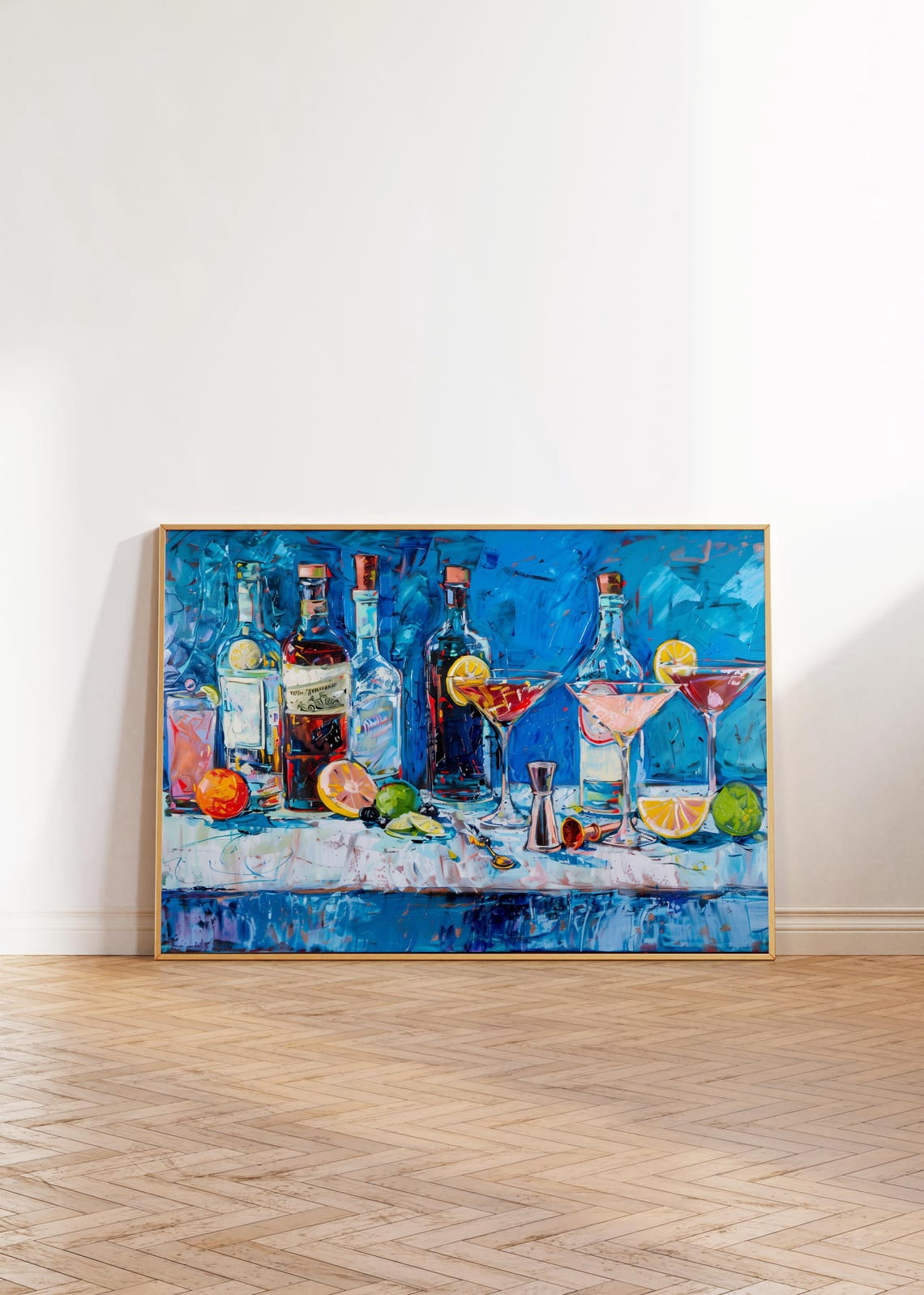 Drinks Glasses Wall Art, Colorful Preppy Decor, Abstract Cocktail Bar ...