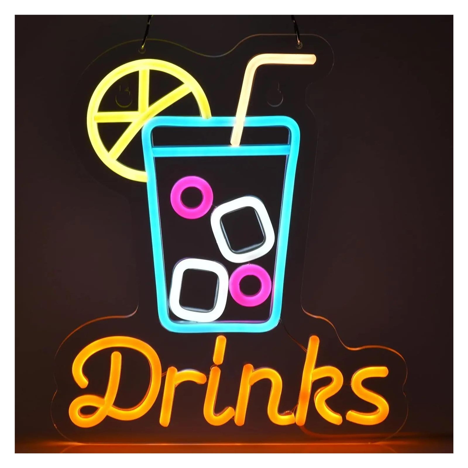 Drinks Neon Sign Cold Beverage Cup LED Lighting For Art Wall Light Bar ...