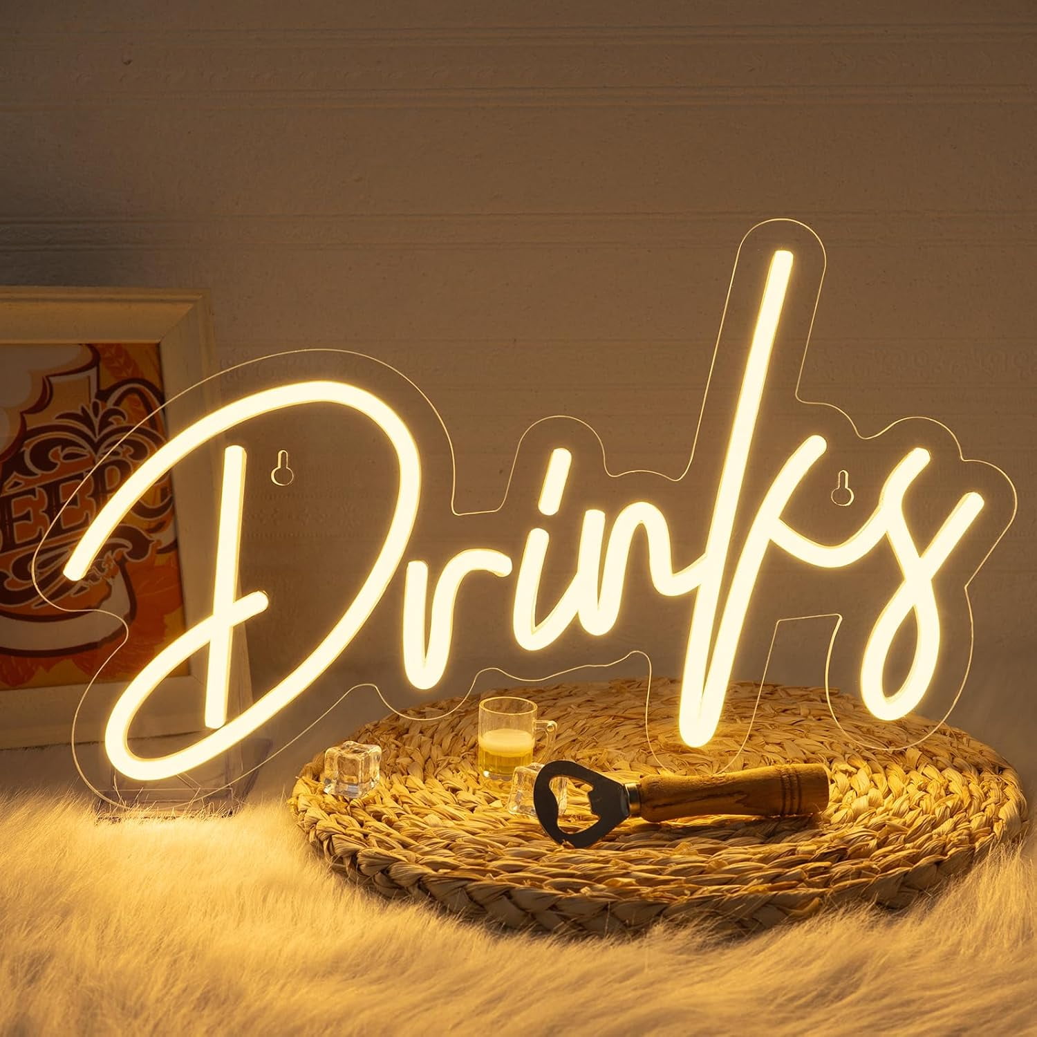 Drinks Neon Sign,Letters Bar Neon Light, Neon Signs for Wall Decor,Warm ...
