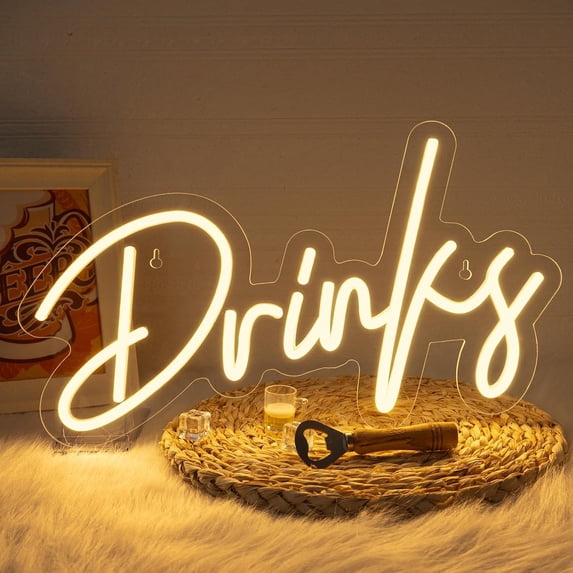 Drinks Neon Sign,Letters Bar Neon Light, Neon Signs for Wall Decor,Warm ...