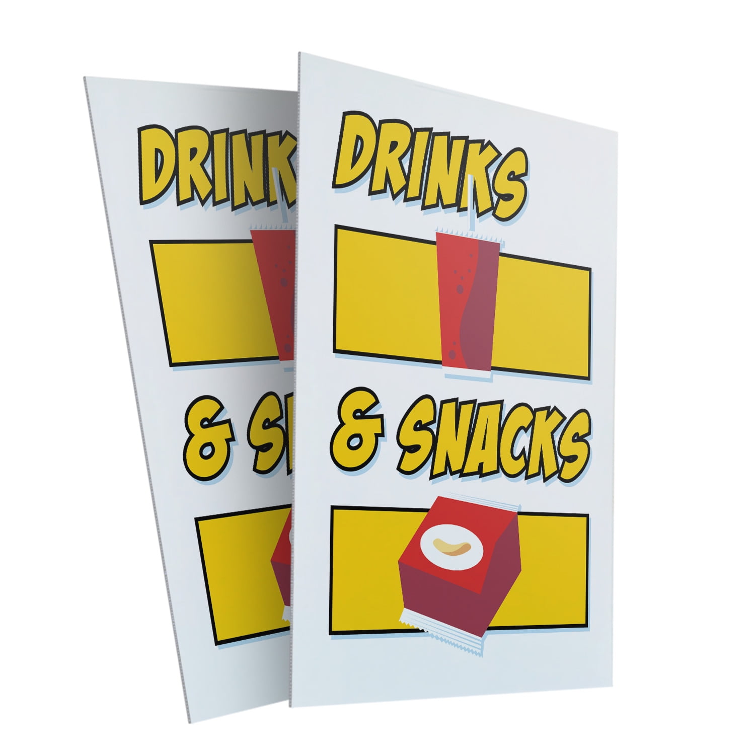 Drinks and Snacks (2-Pack) 24 Inch x 36 Inch Plastic Signs | Sign ...