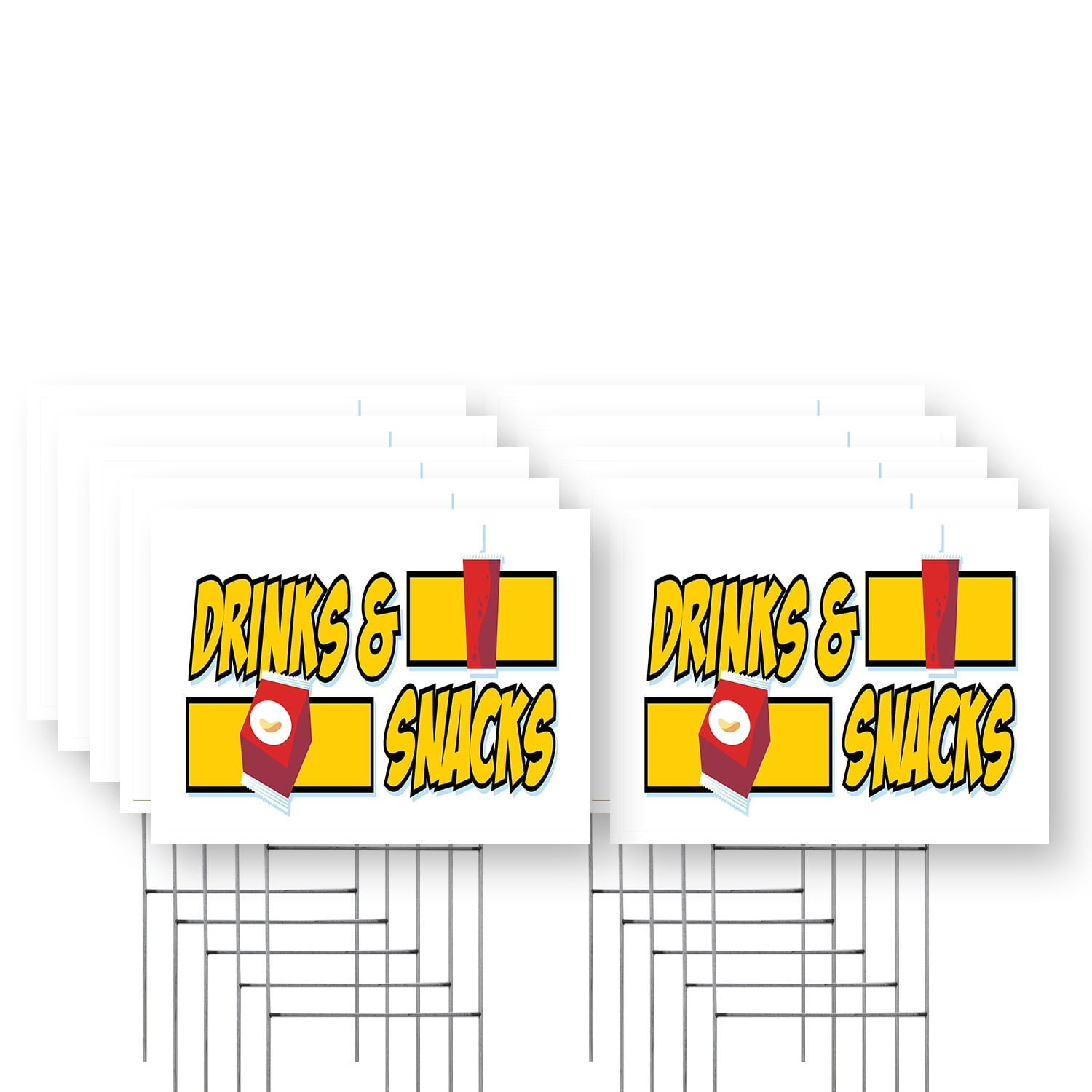 Drinks and Snacks Yard Sign 10 Pack of 18 Inch x 24 Inch Double Sided ...