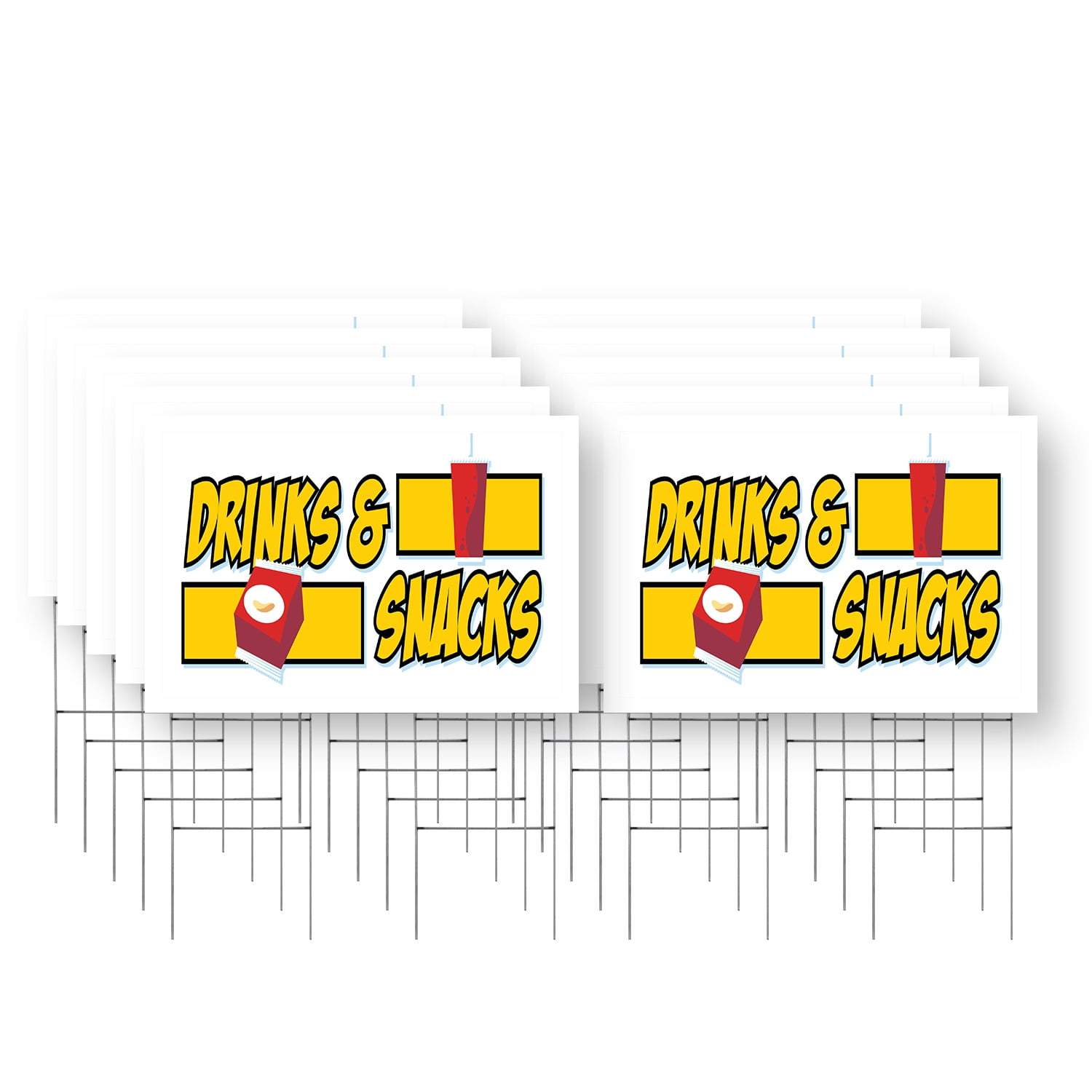 Drinks and Snacks Yard Sign 10 Pack of 24 Inch x 36 Inch Double Sided ...