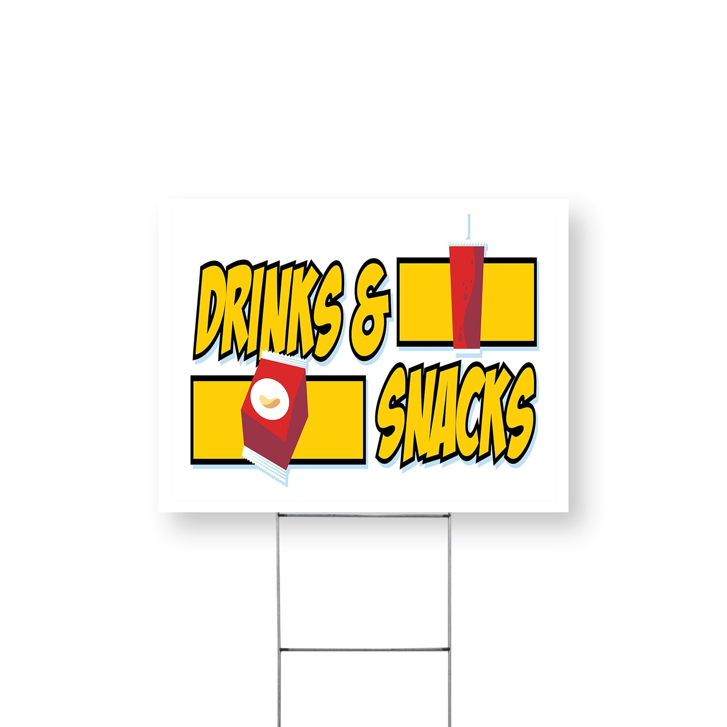 Drinks and Snacks Yard Sign 18 Inch x 24 Inch Double Sided Weatherproof ...