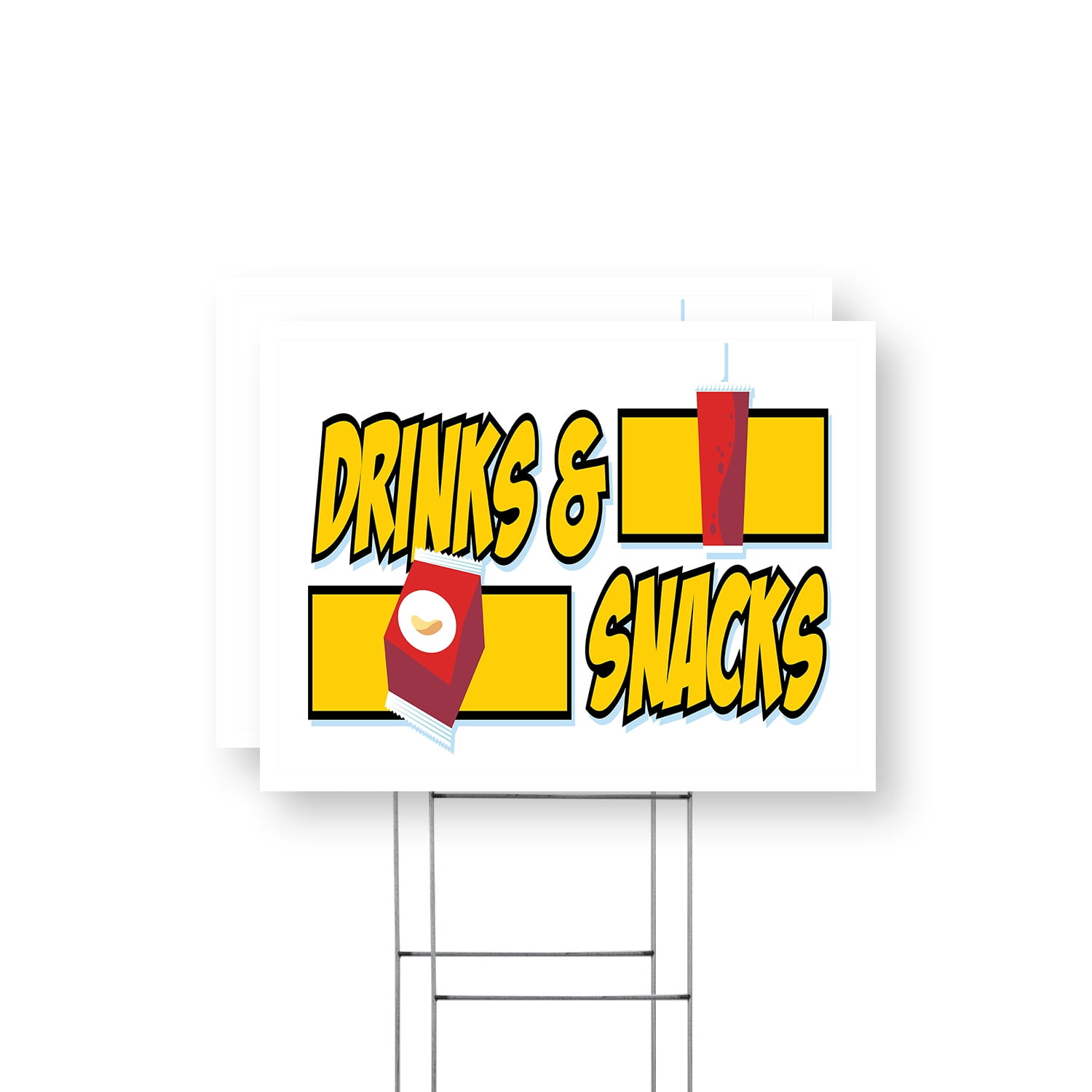 Drinks and Snacks Yard Sign 2 Pack of 18 Inch x 24 Inch Single Sided ...