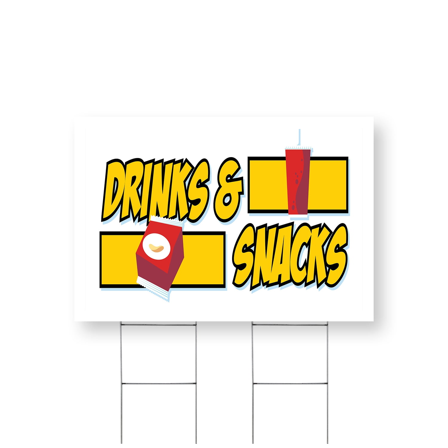 Drinks and Snacks Yard Sign 24 Inch x 36 Inch Single Sided Weatherproof ...