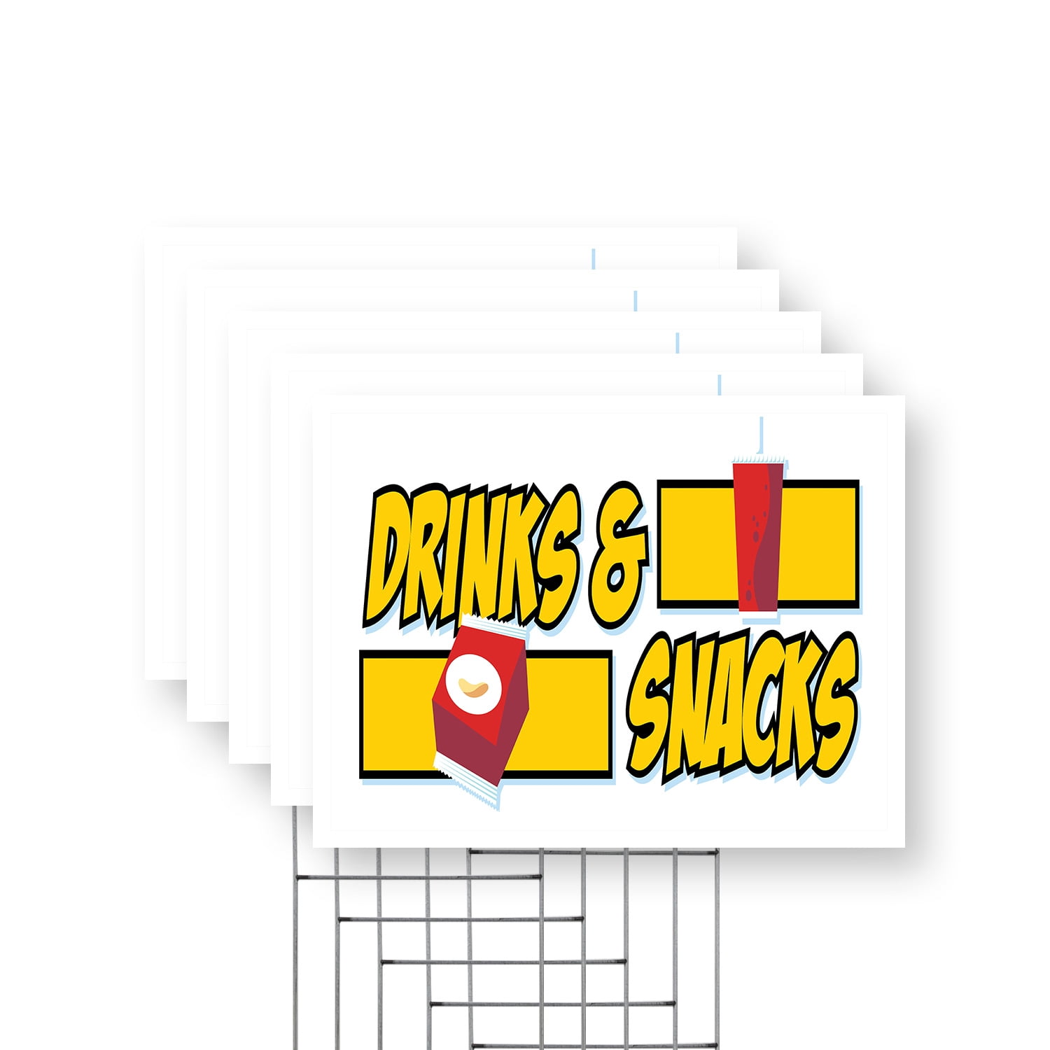 Drinks and Snacks Yard Sign 5 Pack of 18 Inch x 24 Inch Single Sided ...