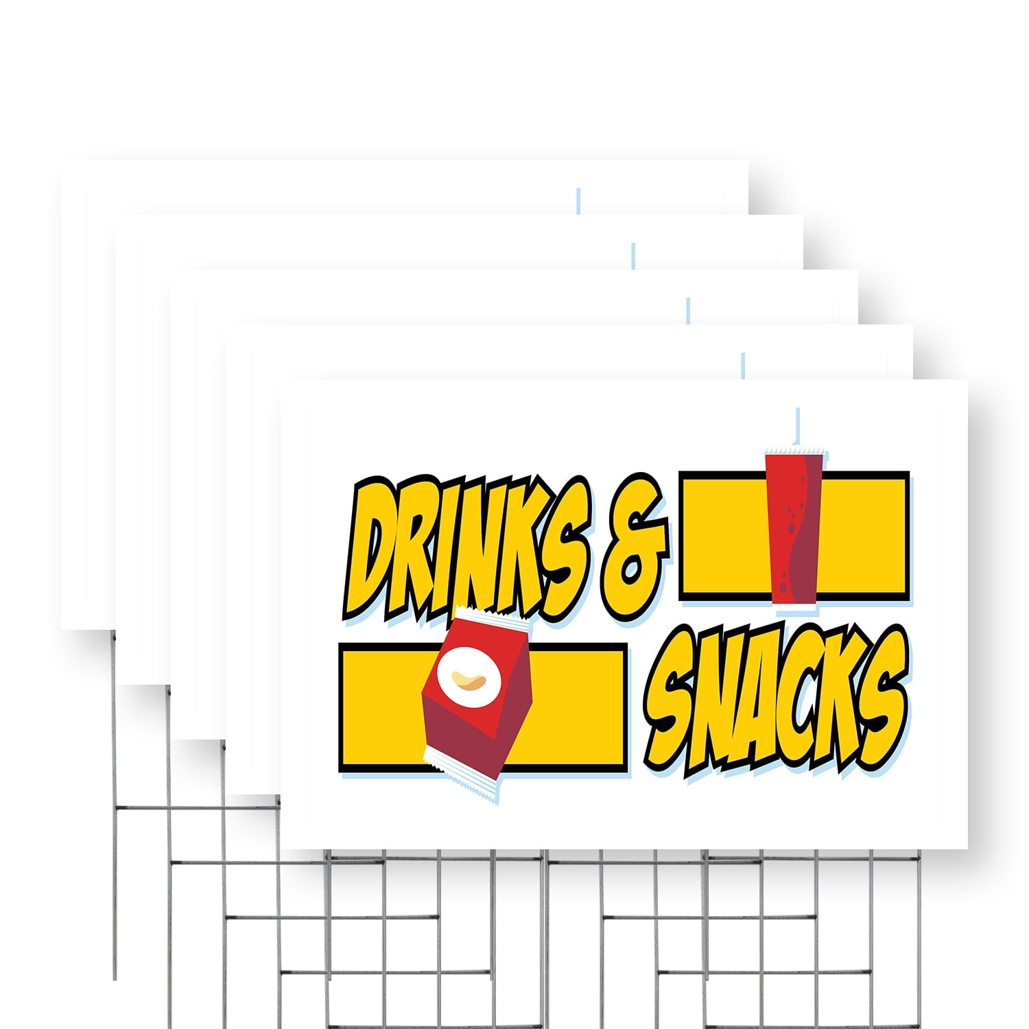 Drinks and Snacks Yard Sign 5 Pack of 24 Inch x 36 Inch Double Sided ...