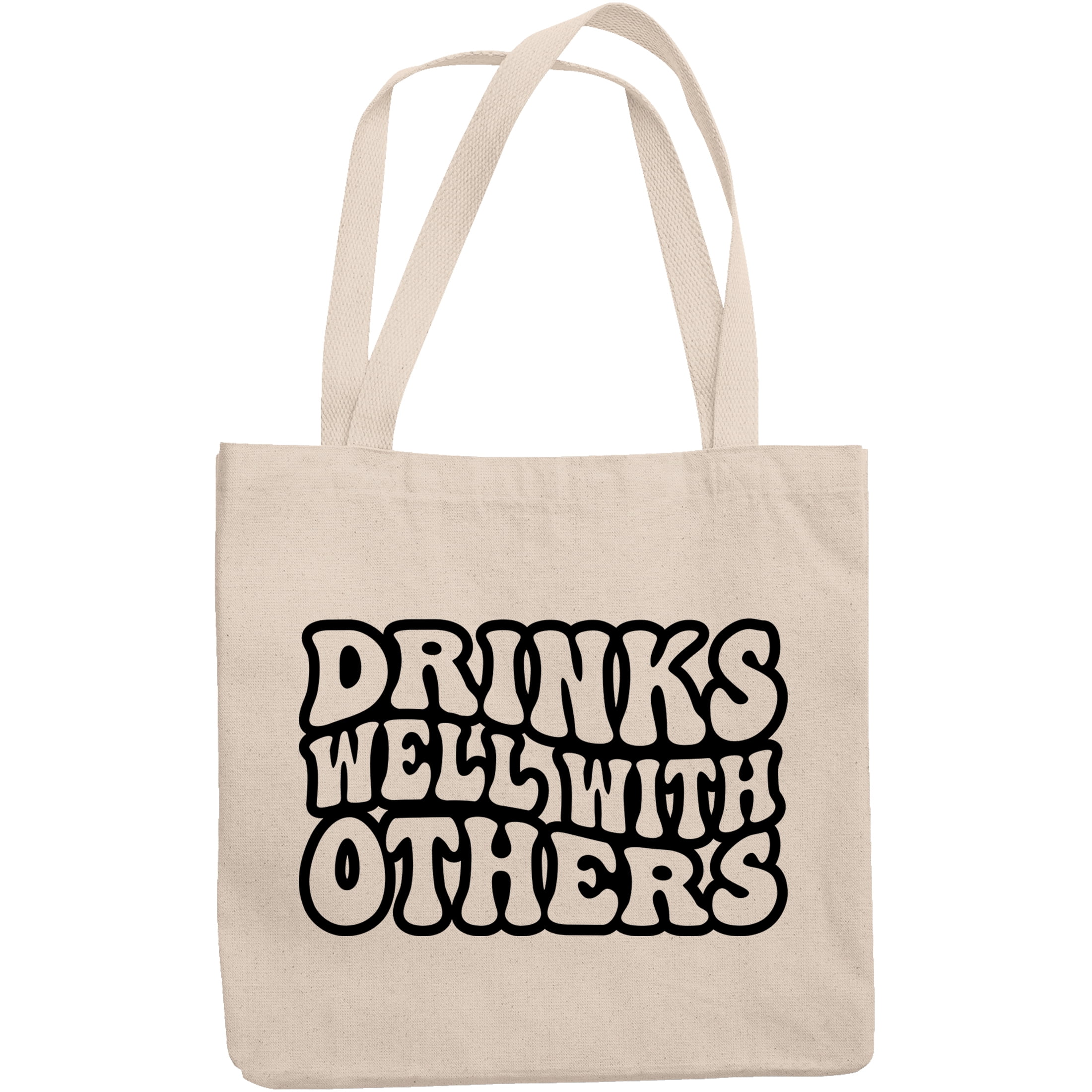Drinks Well with Others, Drinking Themed Quote, Groovy Retro Wavy Text ...