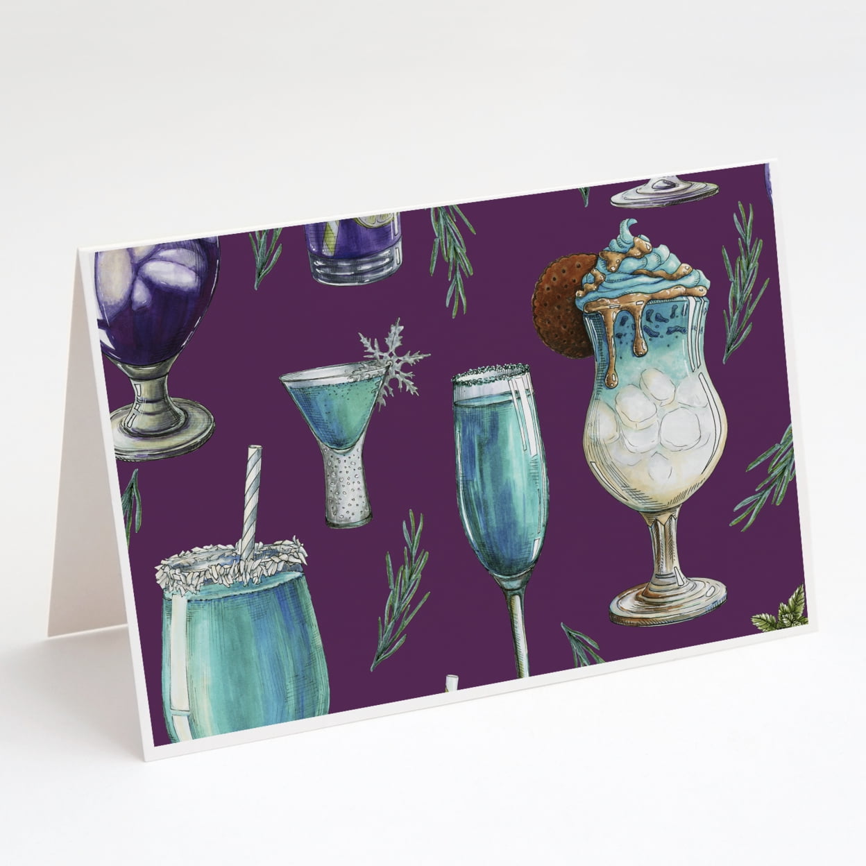 Drinks and Cocktails Purple Greeting Cards and Envelopes Pack of 8 ...