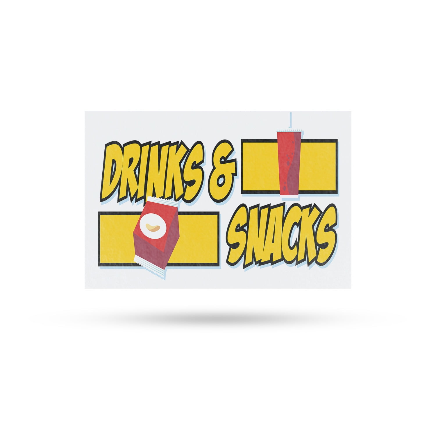 Drinks and Snacks Vinyl Decal 24 Inch x 36 Inch Weatherproof Heavy-Duty ...