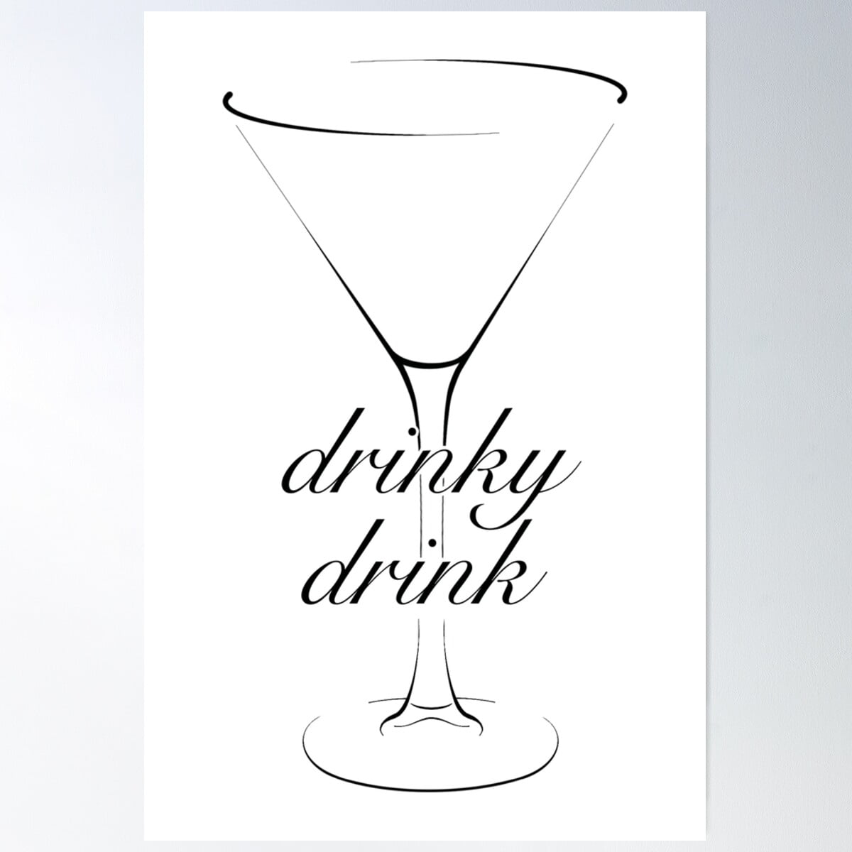 Drinky Drink Martini Glass Sticker Poster Wall Art, Modern Wall Decor ...