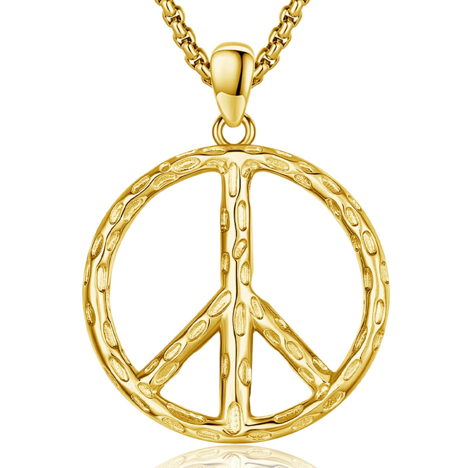Drinsper 18K Gold-Plated Peace Sign Necklace for Men Women, 925 ...