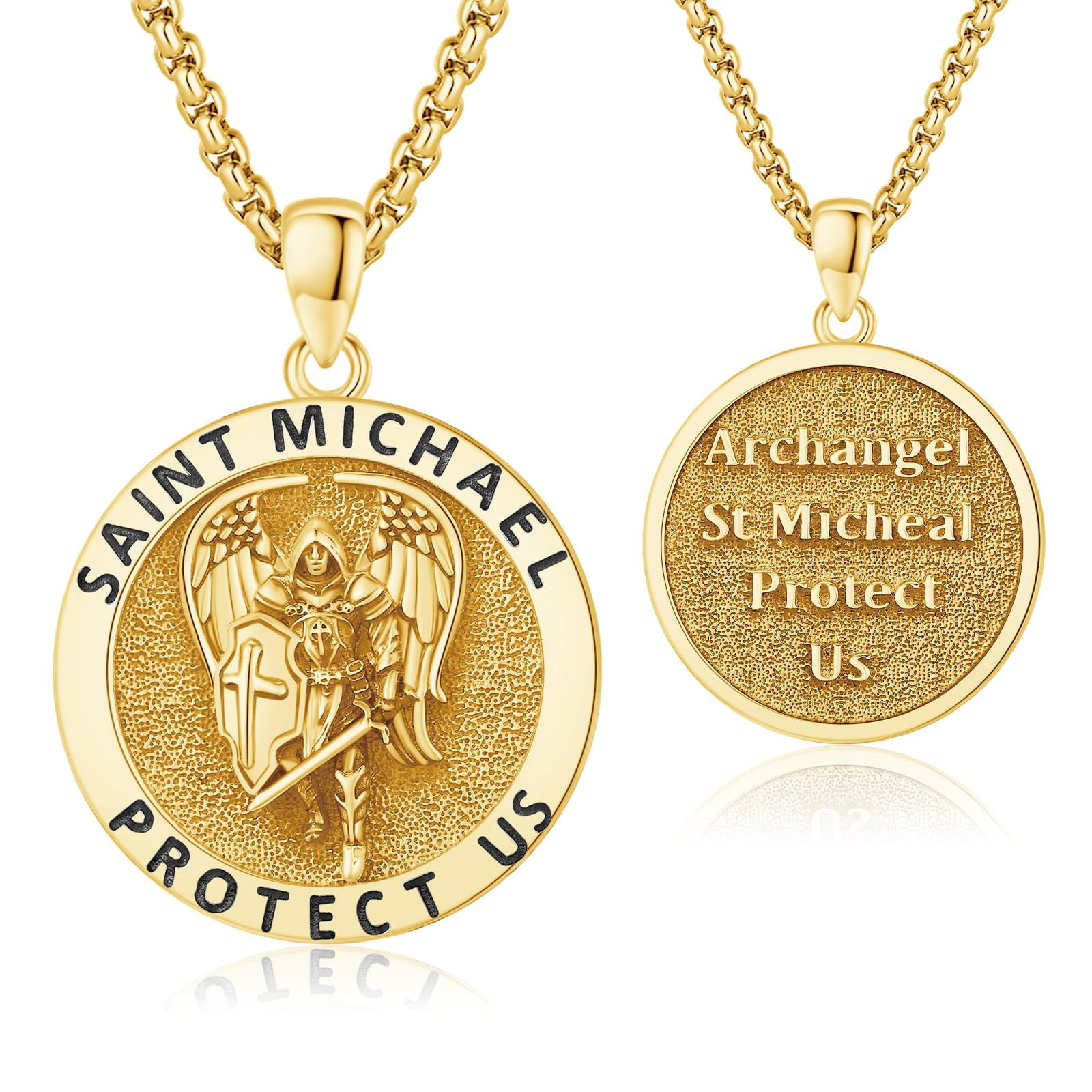 Drinsper Archangel St Michael Pendant Necklace for Men Women, 925 ...