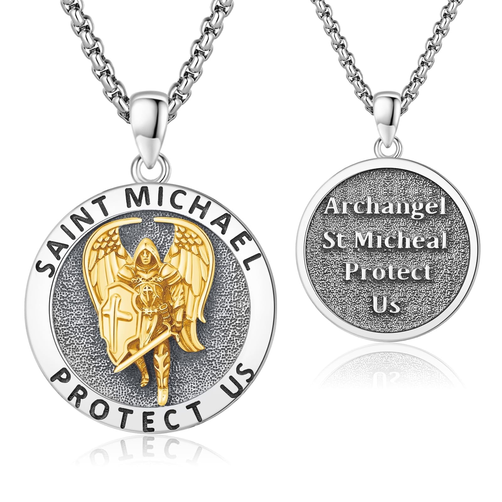 Drinsper Archangel St Michael Pendant Necklace for Men Women, 925 ...