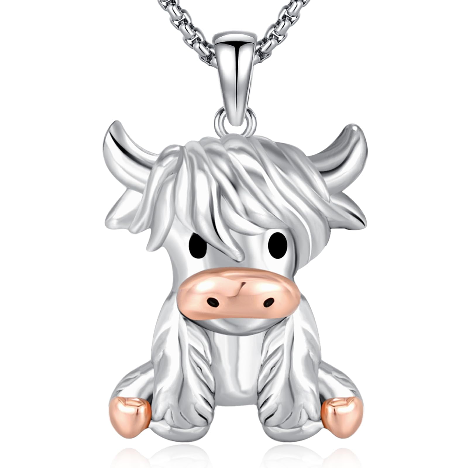 Drinsper Highland Cow Necklace Gifts for Women, 925 Sterling Silver Cow ...
