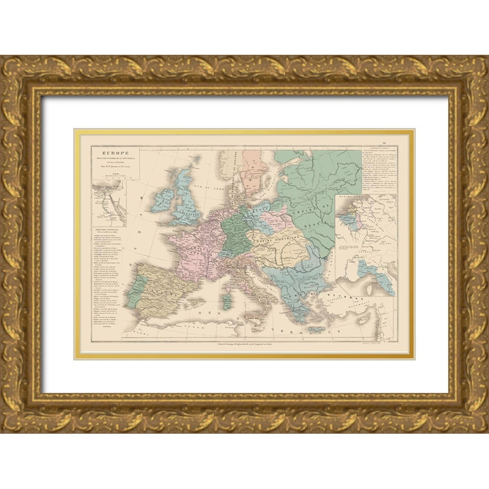 Drioux 32x23 Gold Ornate Wood Framed with Double Matting Museum Art ...