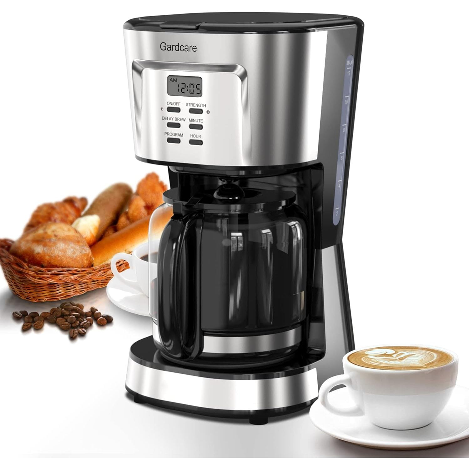 Drip Coffee Machine with 12-Cup Pot, Programmable Coffee Maker with ...
