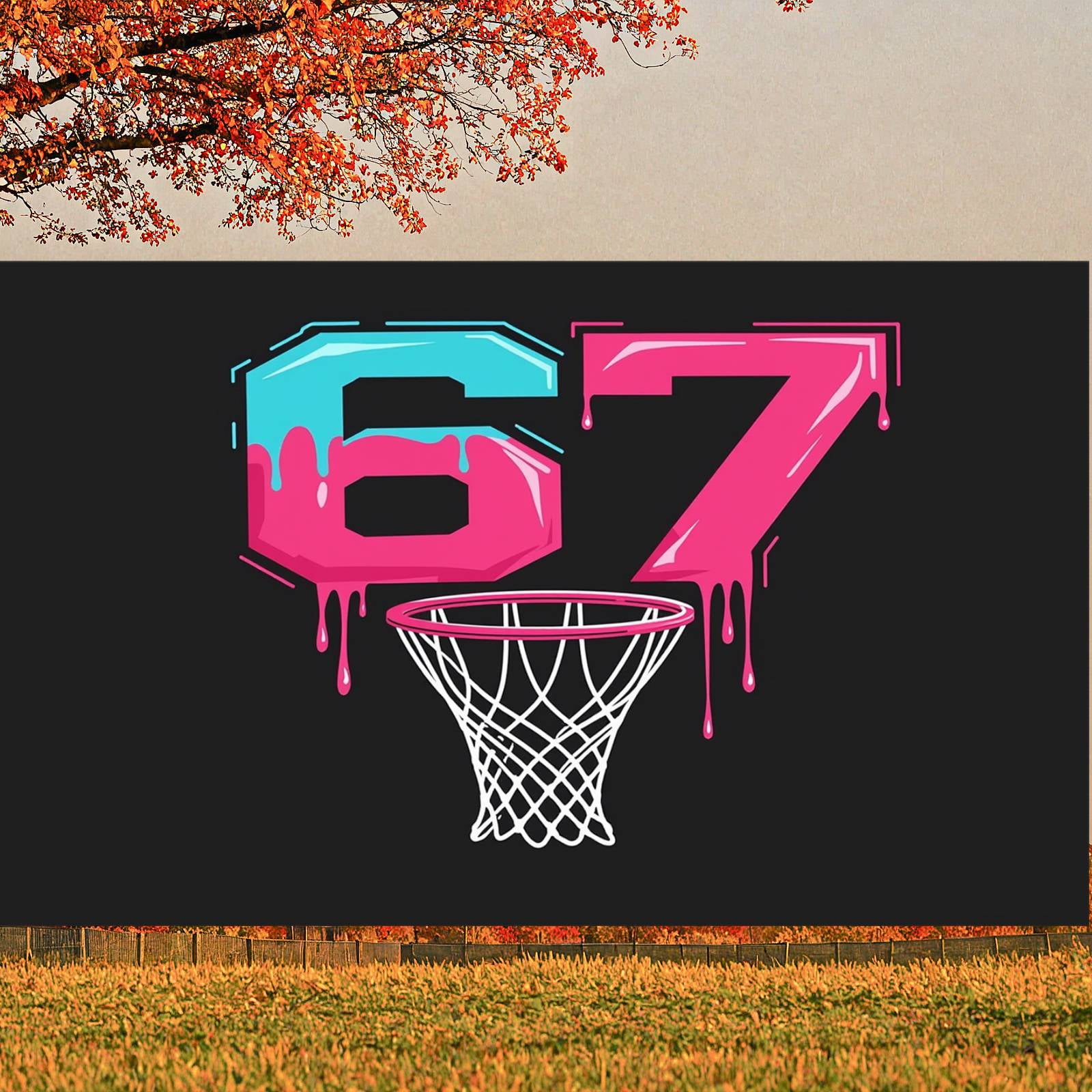 Drip Design 67th Birthday Banner Basketball Hoop Sports Theme ...