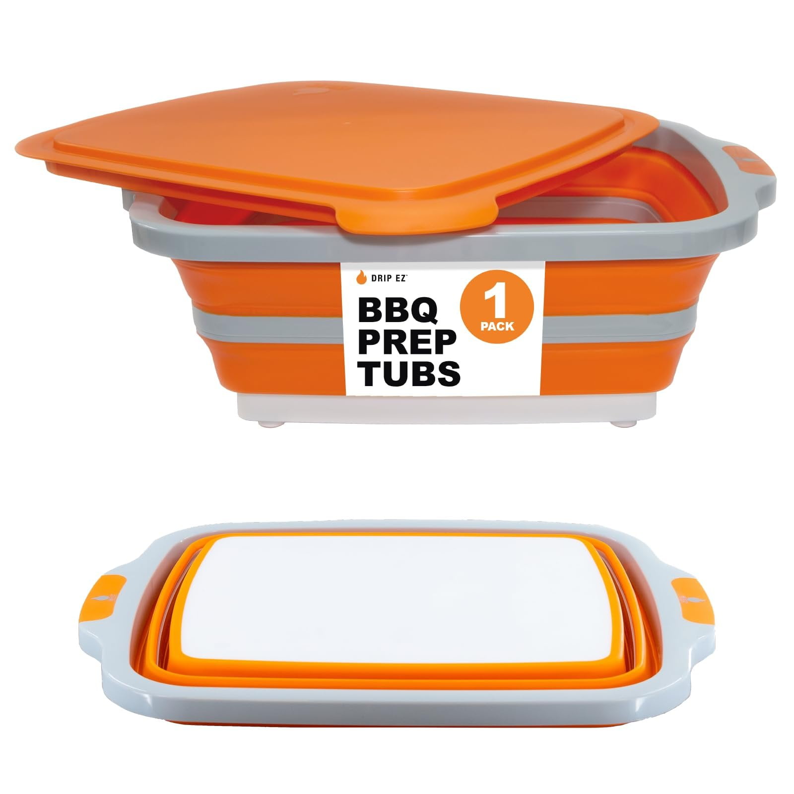 Drip EZ Collapsible BBQ Prep Tub - For Meal Prep, Marinating, Food ...