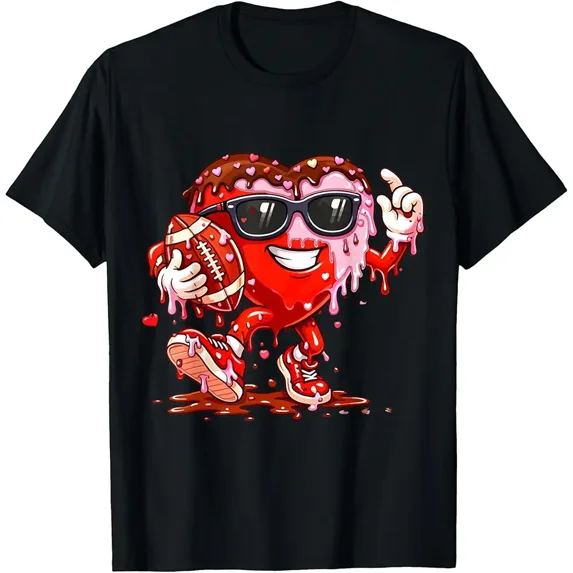 Drip Heart Football Valentines Day Ice Cream Mens Boys Kids T-Shirt ...