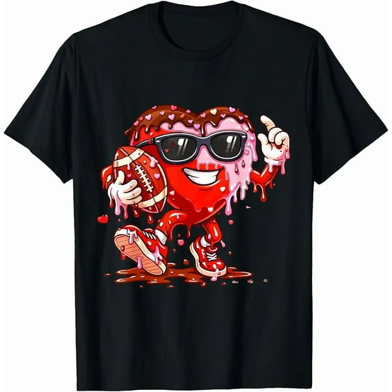 Drip Heart Football Valentines Day Ice Cream Mens Boys Kids T-Shirt ...