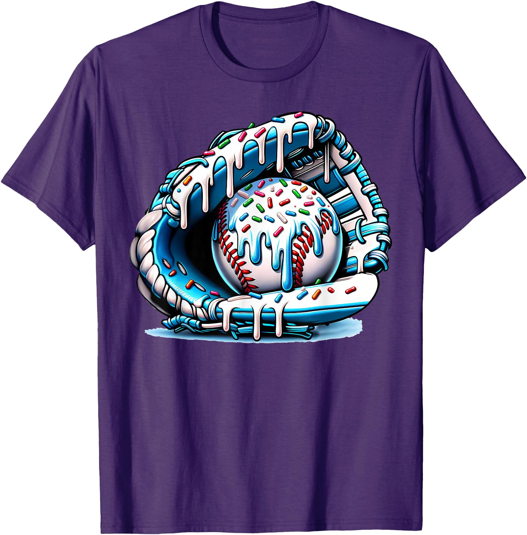 Drip Ice Cream Sprinkles Baseball Glove Softstyle Unisex T-Shirt,Purple ...