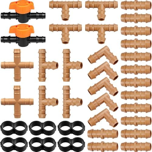 Drip Irrigation Fittings Kit for 1/2" Tubing, 37 Pieces 1/2 Inch Drip ...