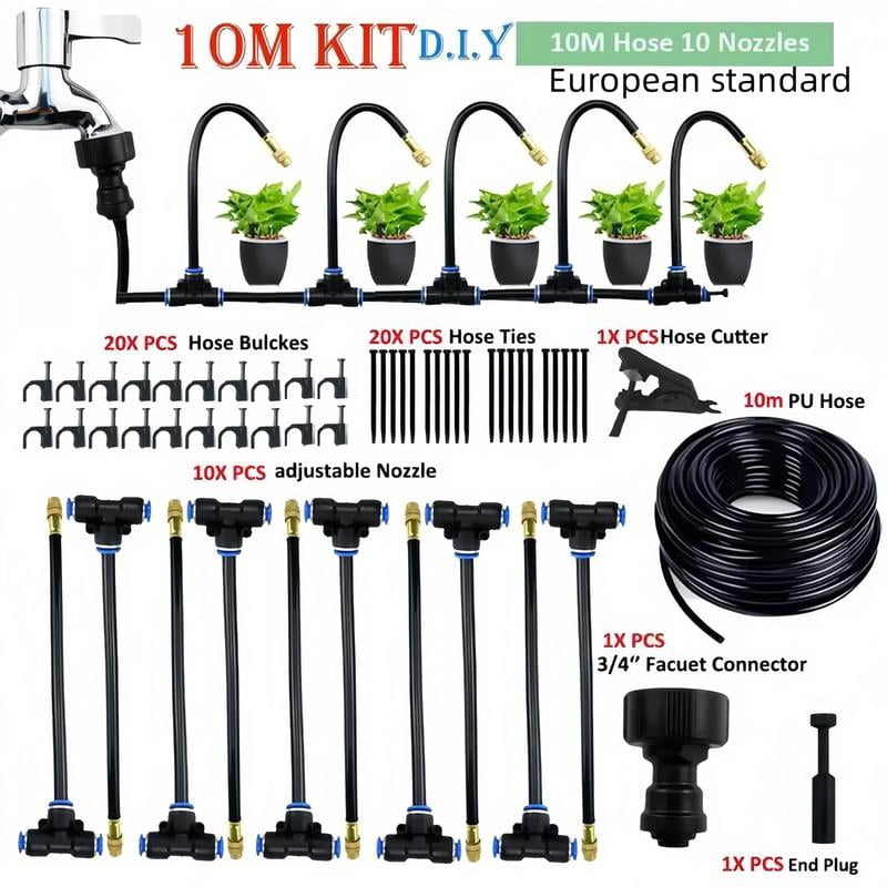 Drip Irrigation Kit, Automatic Watering System with Rotating Brass ...