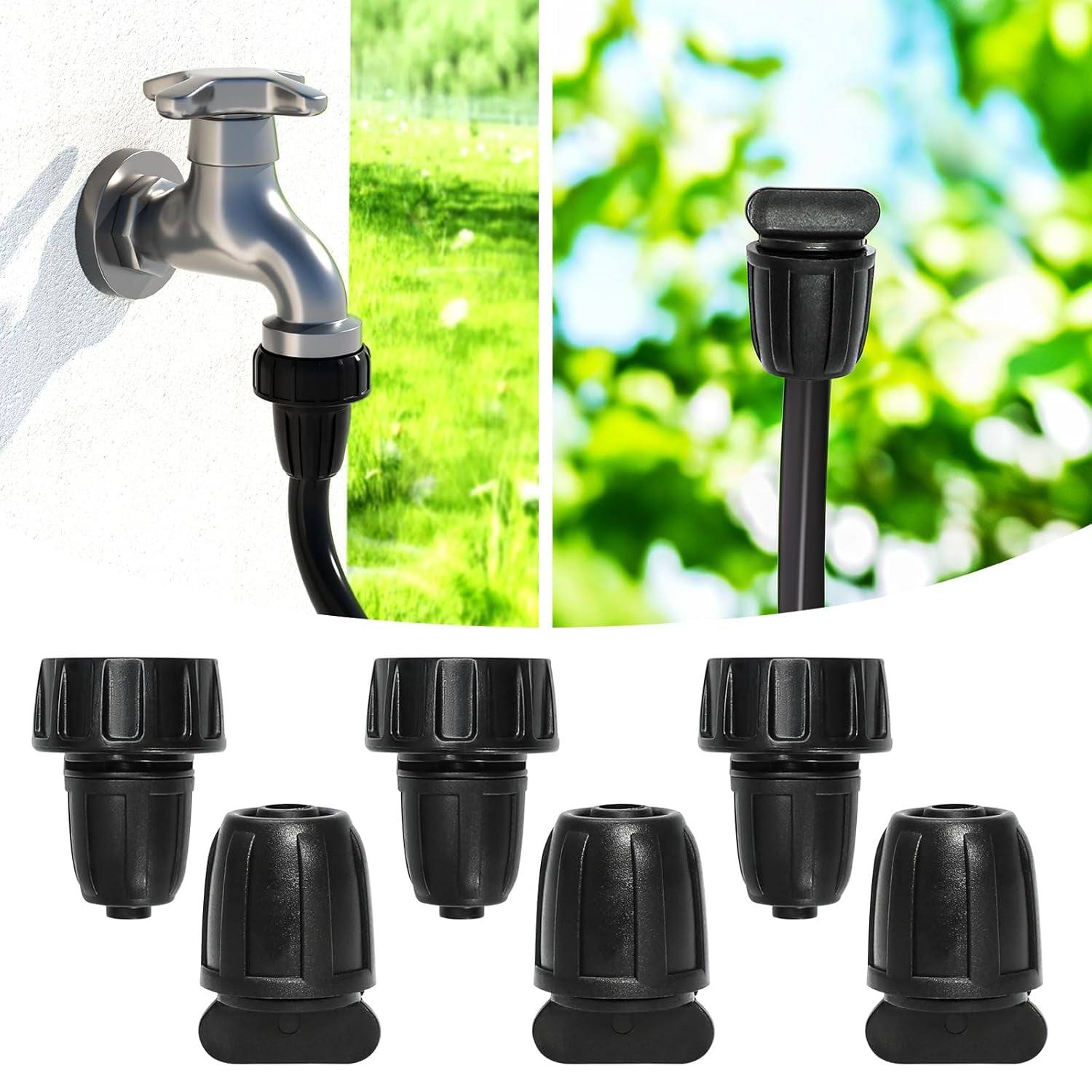 Drip Irrigation Parts for 5/16" Main Line - (6-Pack) - 3 x PVC Female ...