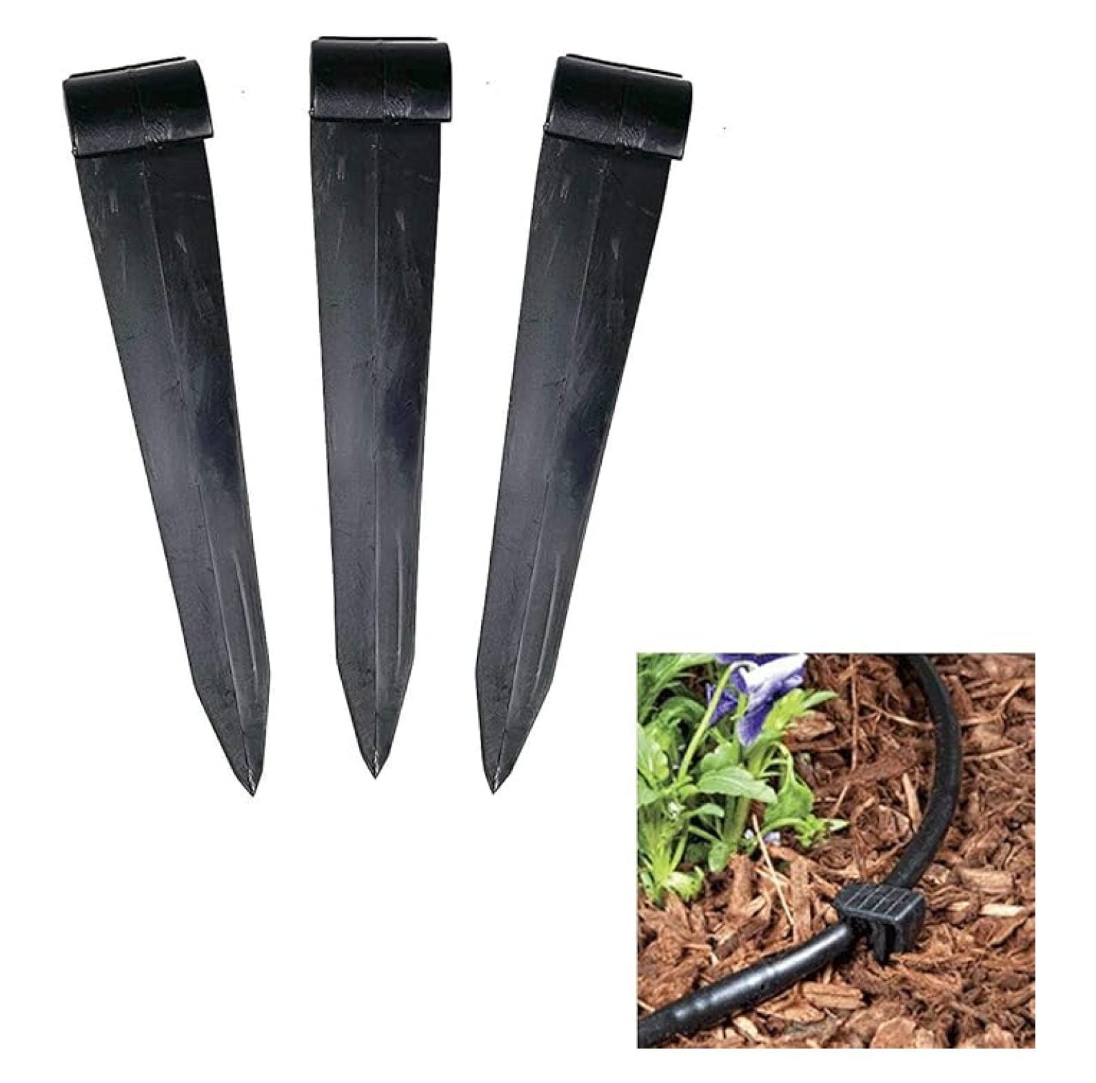 Drip Irrigation Stakes 50-Pack - 5.25" Tubing Hold Down Stakes for 1/2 ...