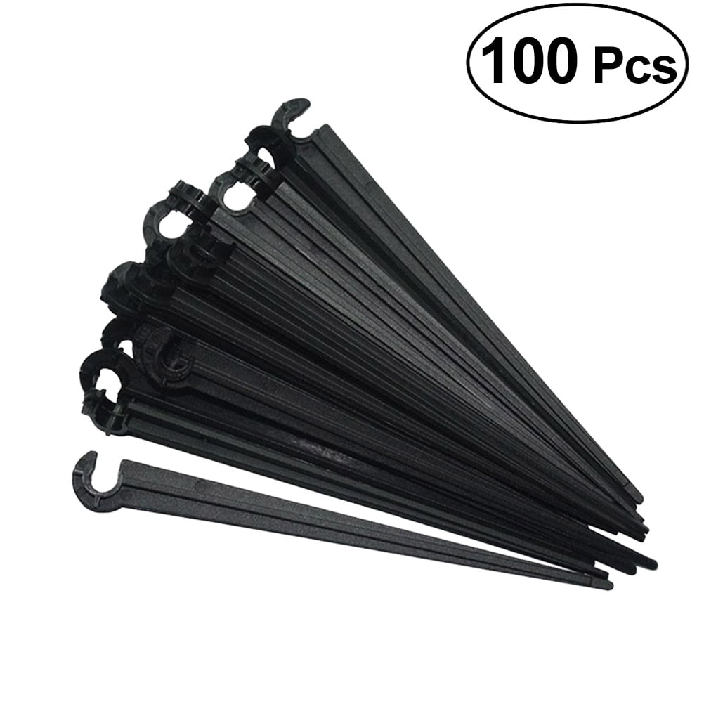 Tineasur 100-Pack Black Inserted Link Support Stakes for Garden Drip ...